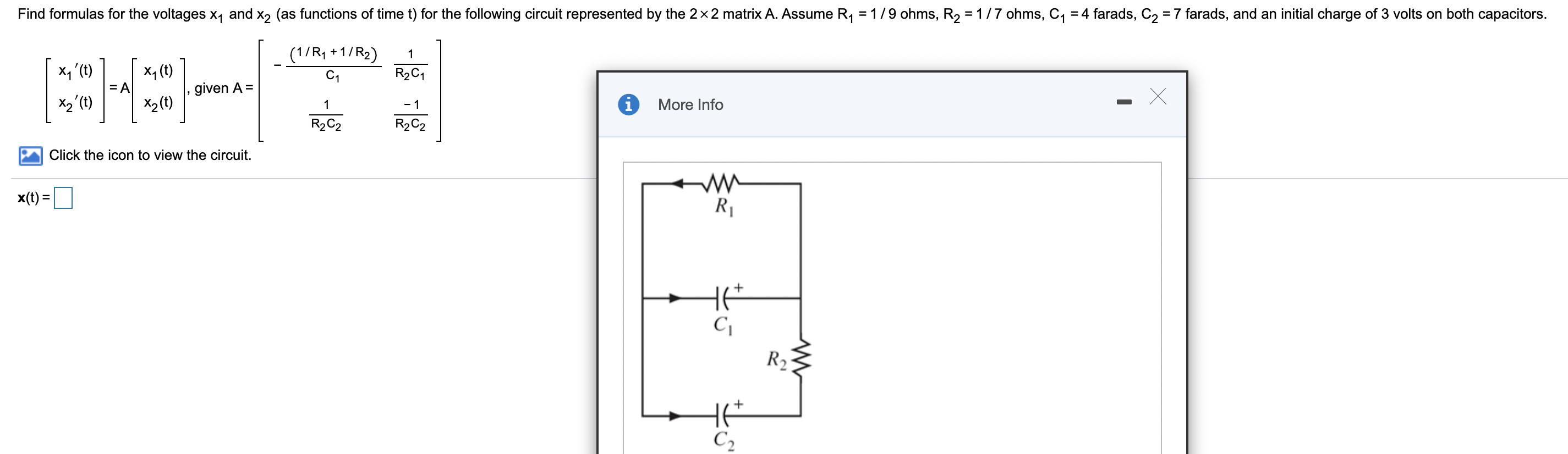 Find formulas for the voltages X1 and X2 (as | Chegg.com