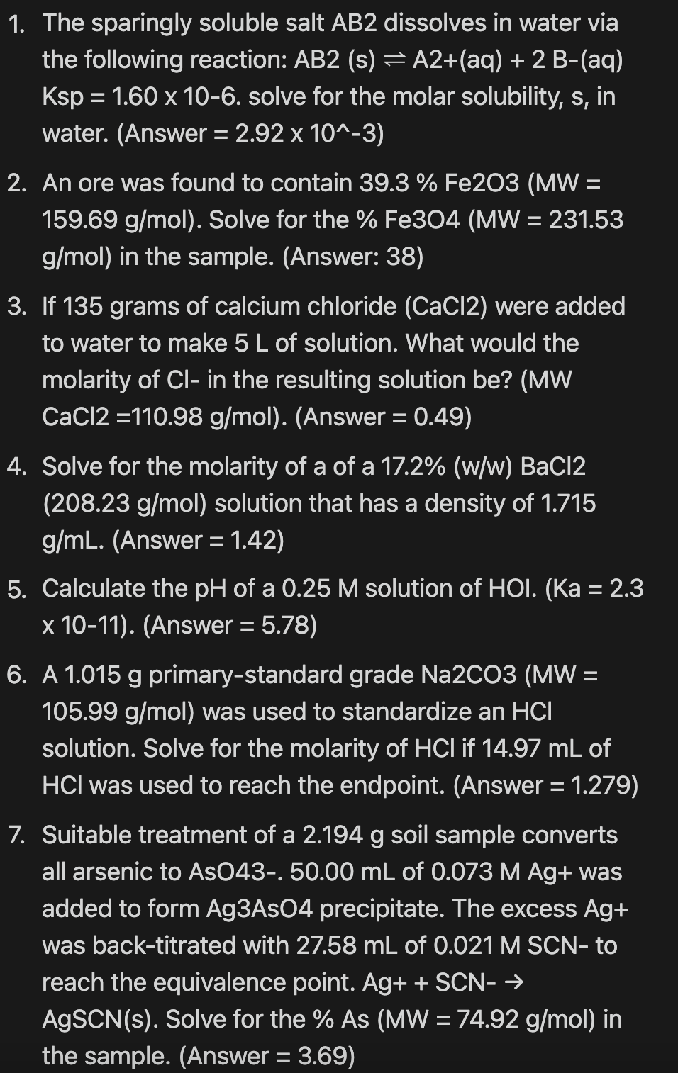 Solved 1. The sparingly soluble salt AB2 dissolves in water | Chegg.com