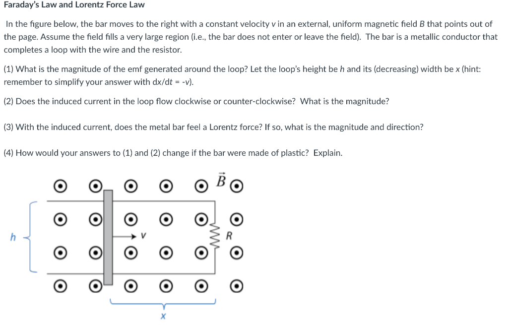 Solved Faraday's Law and Lorentz Force Law In the figure | Chegg.com