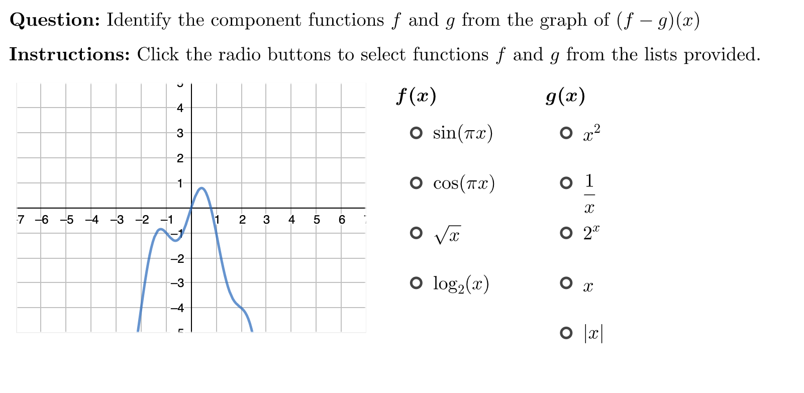 Solved Question: Identify the component functions f ﻿and g | Chegg.com
