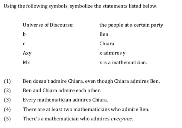 Solved Using the following symbols, symbolize the statements | Chegg.com
