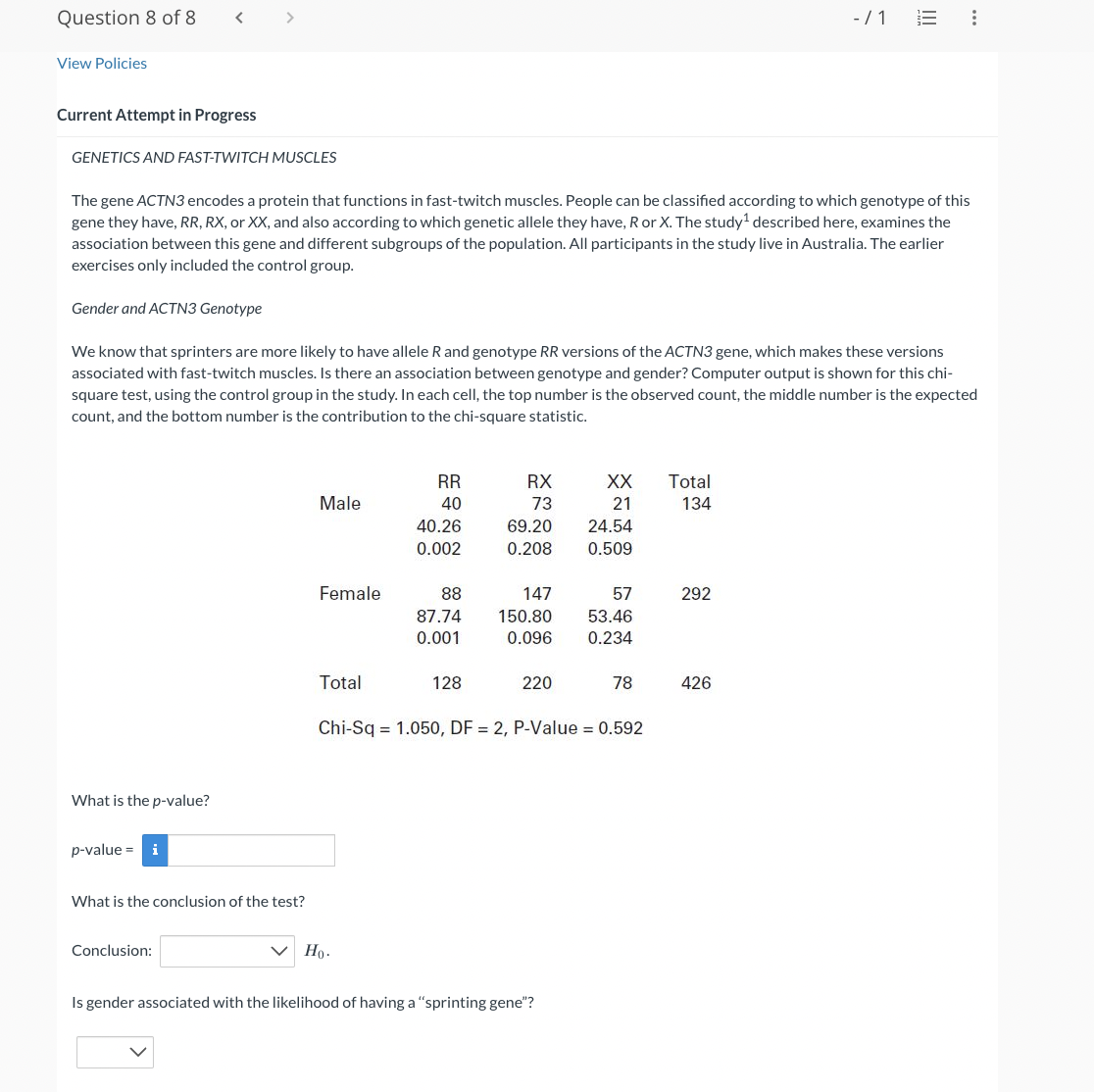Solved GENETICS AND FAST-TWITCH MUSCLES The gene ACTN3 | Chegg.com