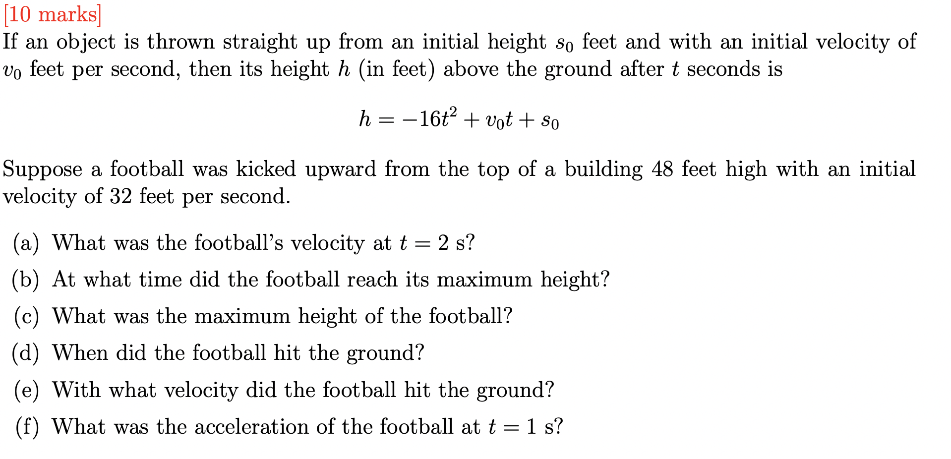 Solved If an object is thrown straight up from an initial | Chegg.com