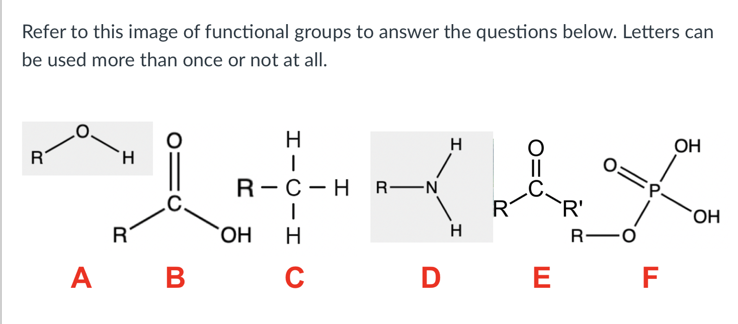 Solved Refer to this image of functional groups to answer | Chegg.com