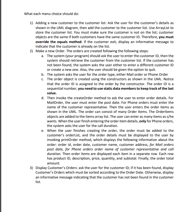 Solved You have given the UML diagram below for an order | Chegg.com