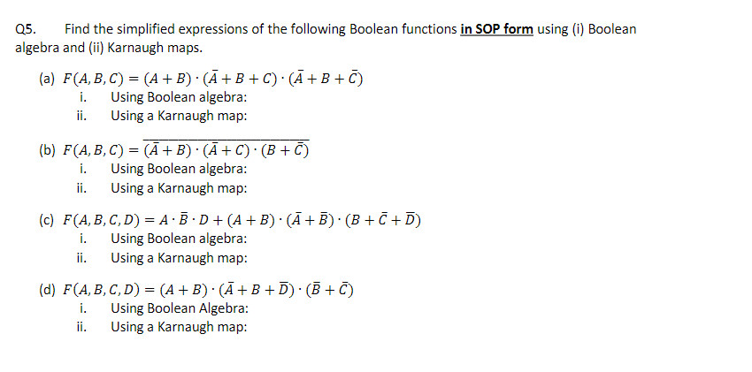 Solved Q5. Find the simplified expressions of the following | Chegg.com