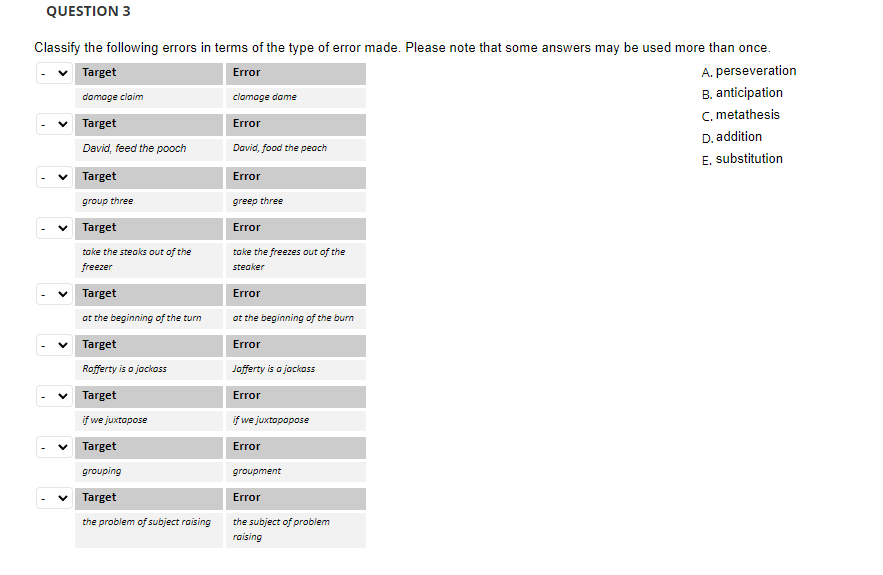QUESTION 3 Classify the following errors in terms of | Chegg.com QUESTION 3 Classify the following errors in terms of | Chegg.com