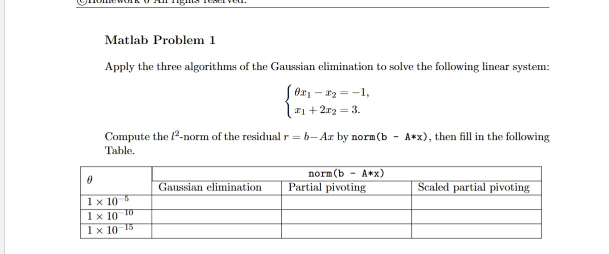 Solved Matlab Problem 1Apply the three algorithms of ﻿the | Chegg.com