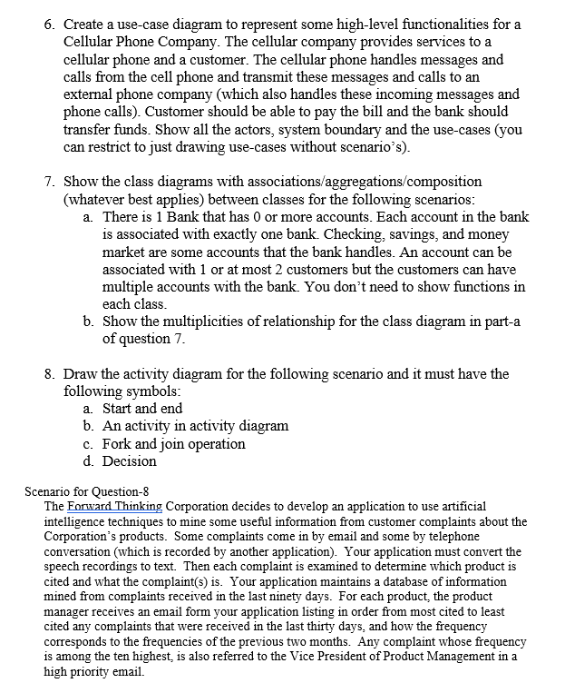 Solved 6. Create a use-case diagram to represent some | Chegg.com