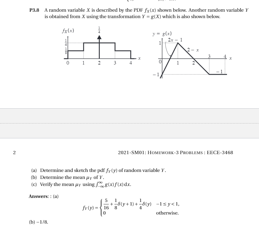 Solved P3.8 A random variable X is described by the PDF | Chegg.com