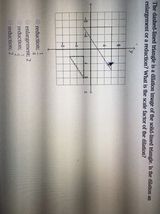 Solved e dashed-lined triangle is a dilation image of the | Chegg.com