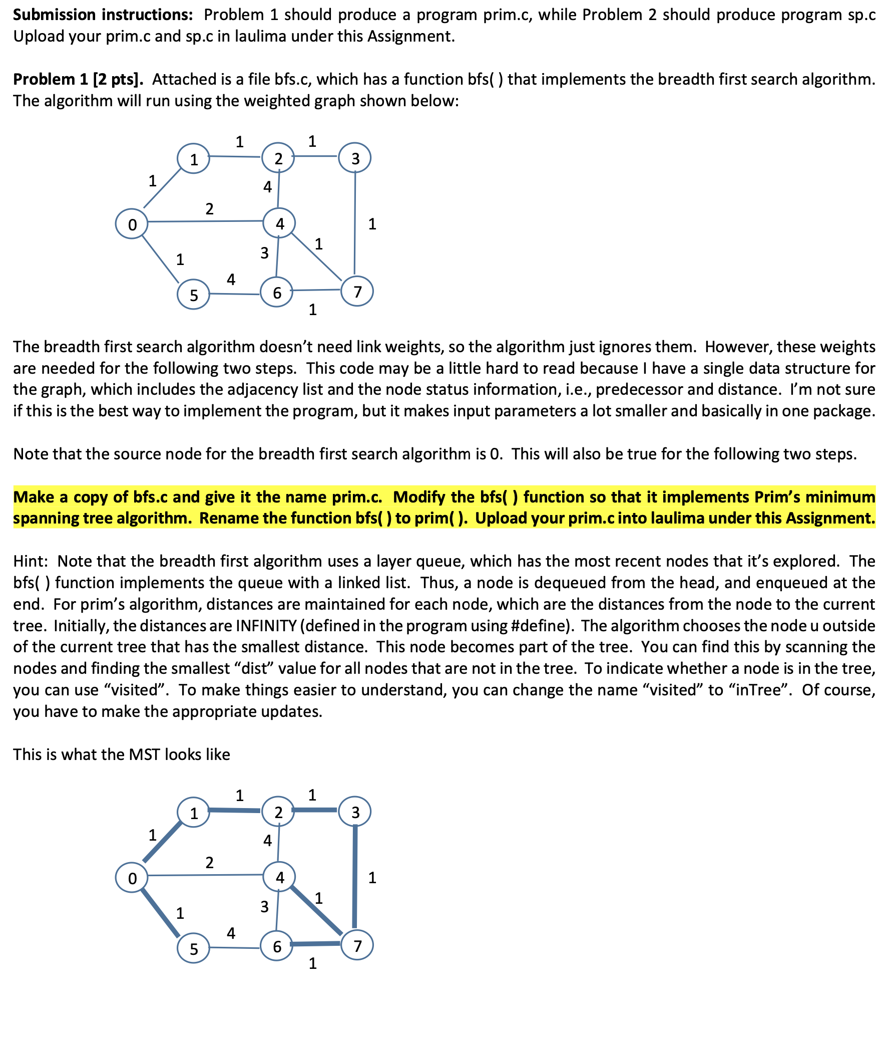 Solved Submission instructions: Problem 1 should produce a | Chegg.com