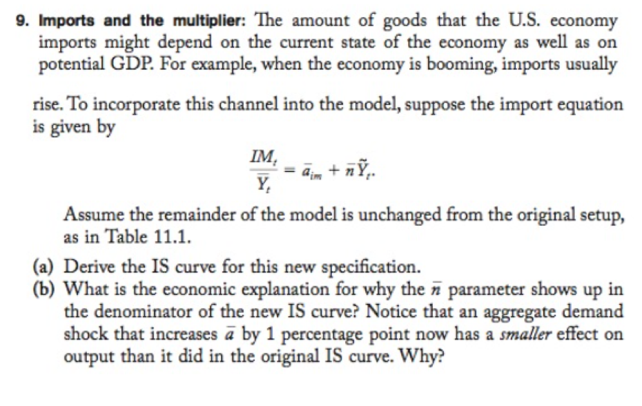 Solved 9. Imports and the multiplier: The amount of goods | Chegg.com