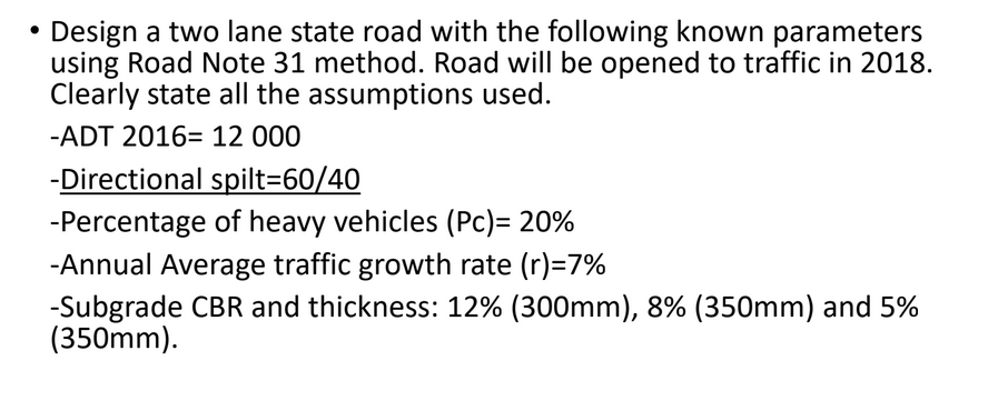 Solved Design a two lane state road with the following known | Chegg.com
