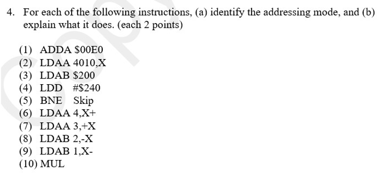 Solved 4. For each of the following instructions, (a) | Chegg.com