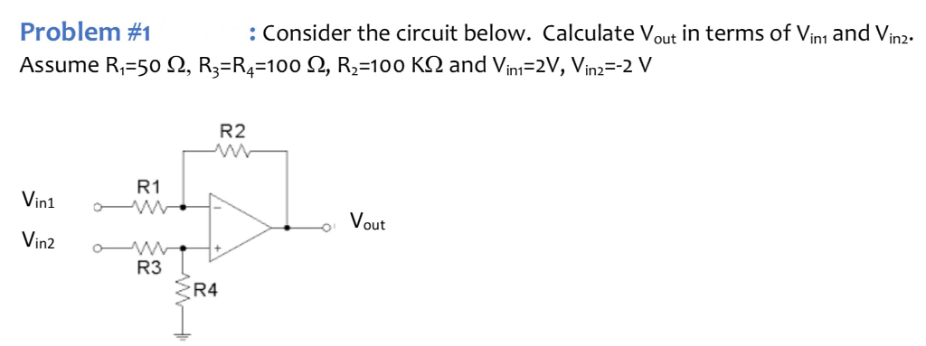 Solved :Consider the circuit below. Calculate Vout in terms | Chegg.com