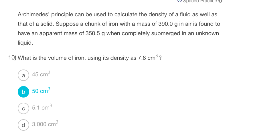 Solved Spaced Practice Archimedes' principle can be used to | Chegg.com