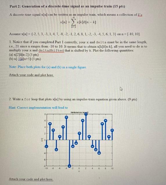 Part 2: Generation of a discrete time signal as an | Chegg.com