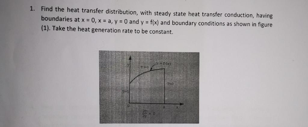 Solved 1. Find the heat transfer distribution, with steady | Chegg.com