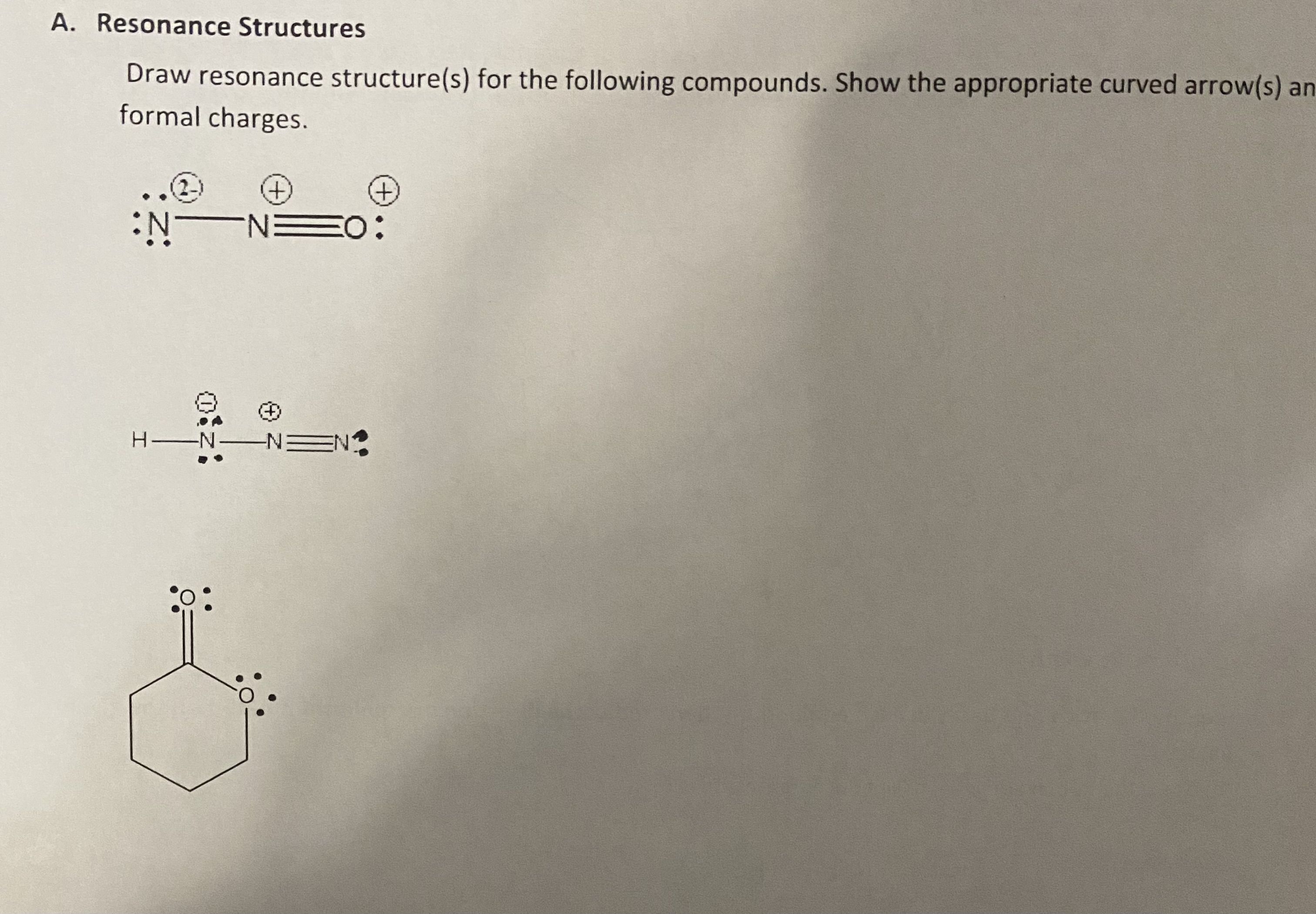 Solved A. Resonance Structures Draw resonance structure(s) | Chegg.com