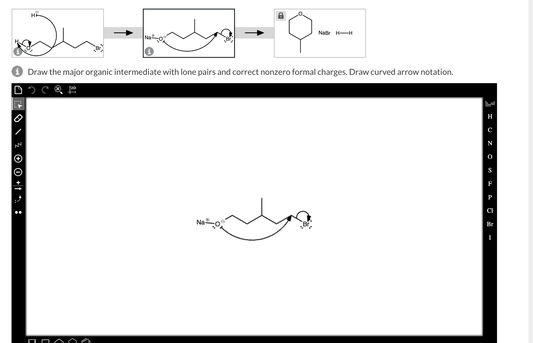 Solved NaBrH−H i Draw the major organic intermediate with | Chegg.com