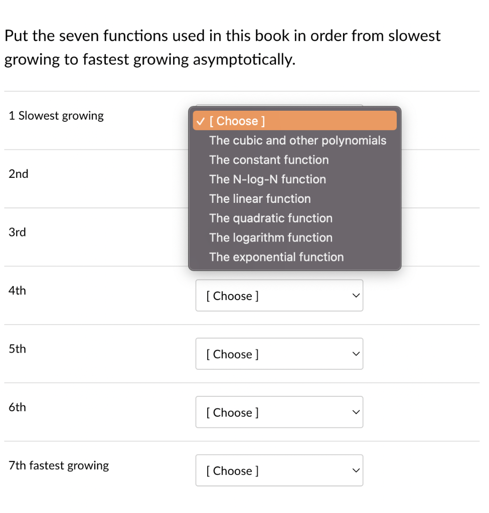 Solved Put the seven functions used in this book in order | Chegg.com