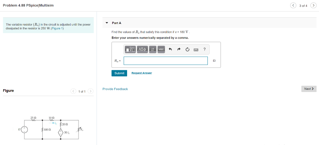 Solved Problem 4.88 PSpice Multisim Part A dissipated in | Chegg.com