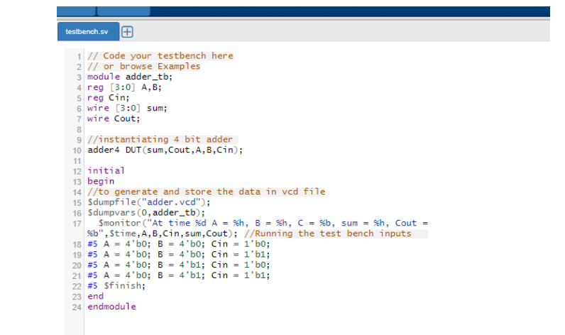 Solved 4 1 // Code your design here 2 3 module adder 4 (sum, | Chegg.com