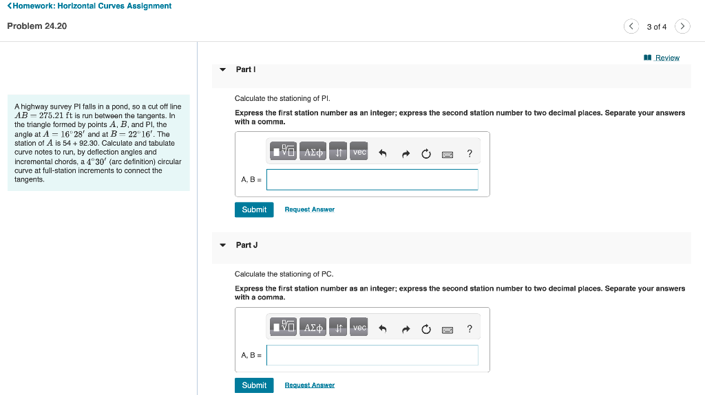 Solved Calculate the degree of curvature. A highway survey | Chegg.com
