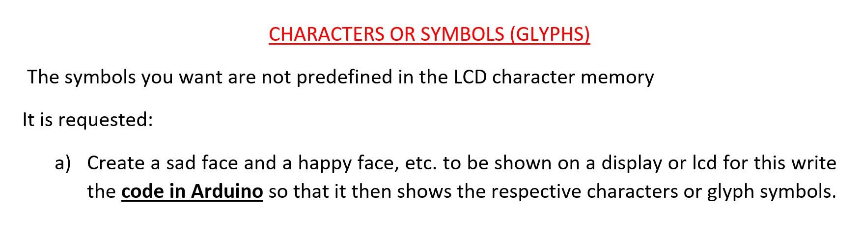 Solved CHARACTERS OR SYMBOLS (GLYPHS) The symbols you want | Chegg.com