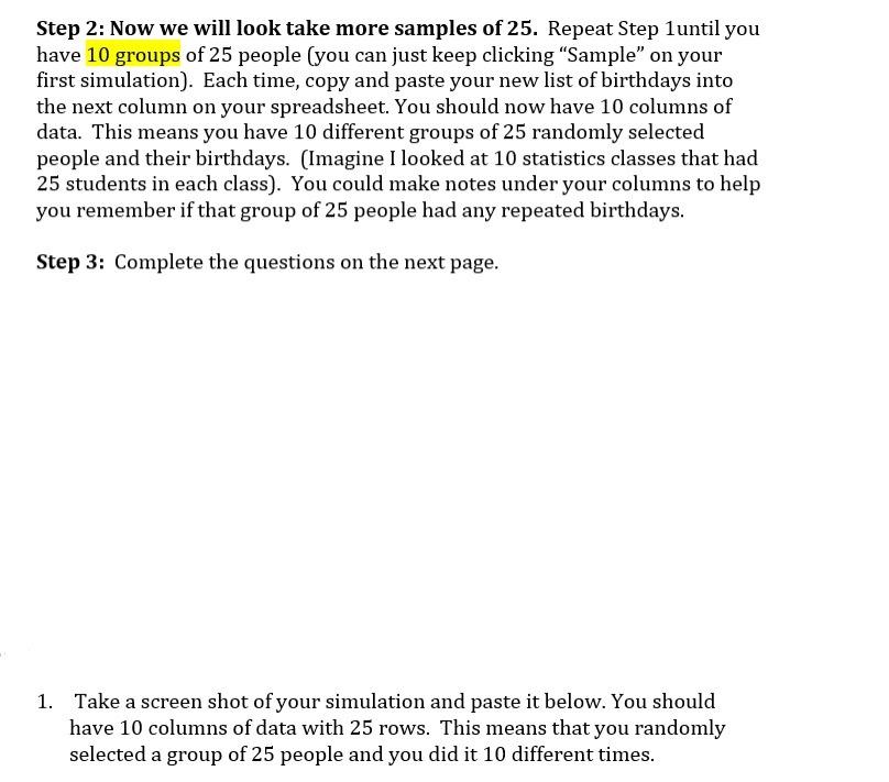 ny students of probability study a famous "birthday | Chegg.com