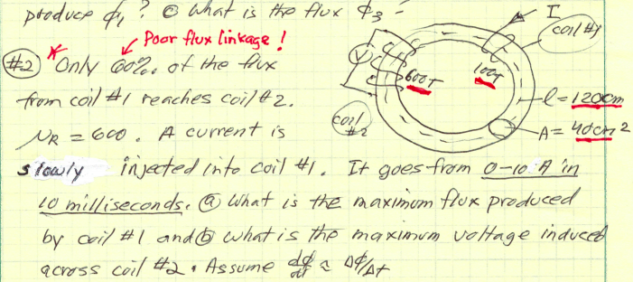 Solved Only 60% of the flux from coil #1 reaches coil #2. Nr | Chegg.com