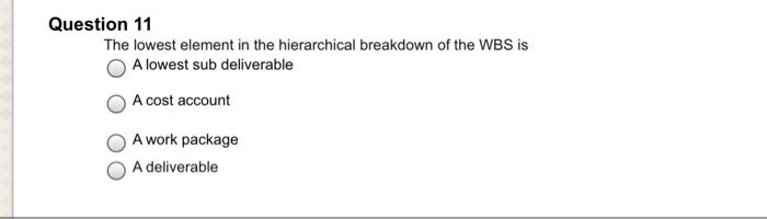 Solved Question 11 The lowest element in the hierarchical | Chegg.com
