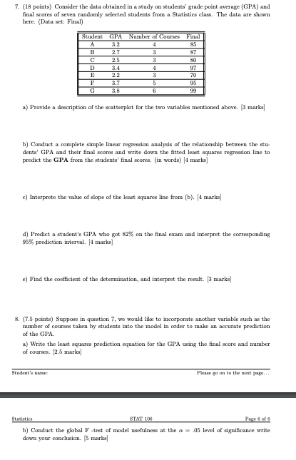 Solved I need ANSWER to ques 8 only NOT 7. i have already | Chegg.com