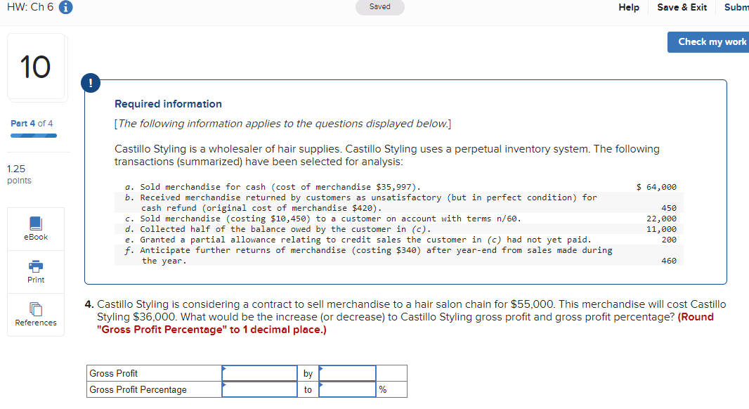 Solved HW: Ch 6 Saved Help Save & Exit Subm Check my work 10 | Chegg.com