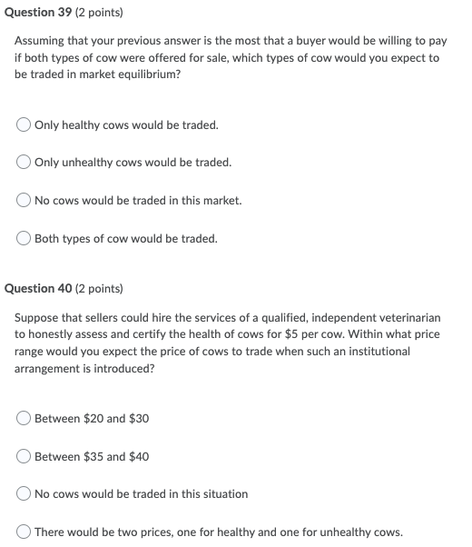 Solved Example 1: A simple cattle market Questions 36-40 | Chegg.com