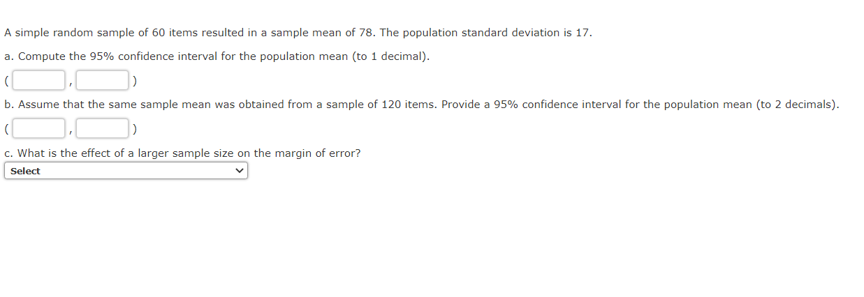 Solved A simple random sample of 60 items resulted in a | Chegg.com