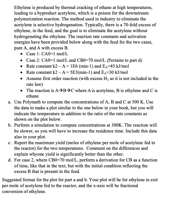 Solved Ethylene is produced by thermal cracking of ethane at | Chegg.com