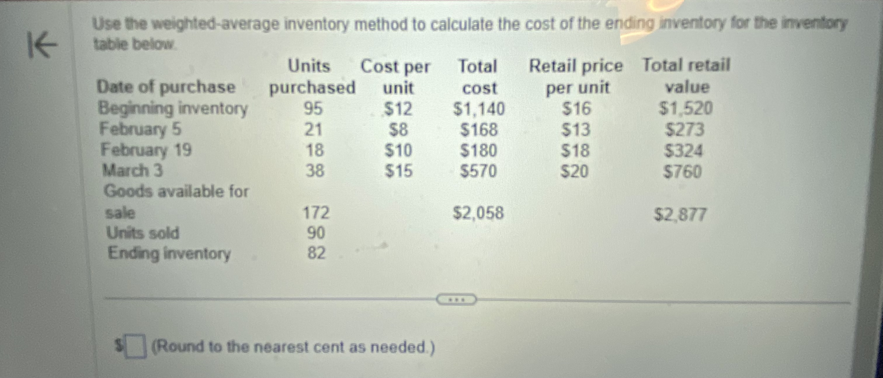 Solved Use the weighted-average inventory method to | Chegg.com