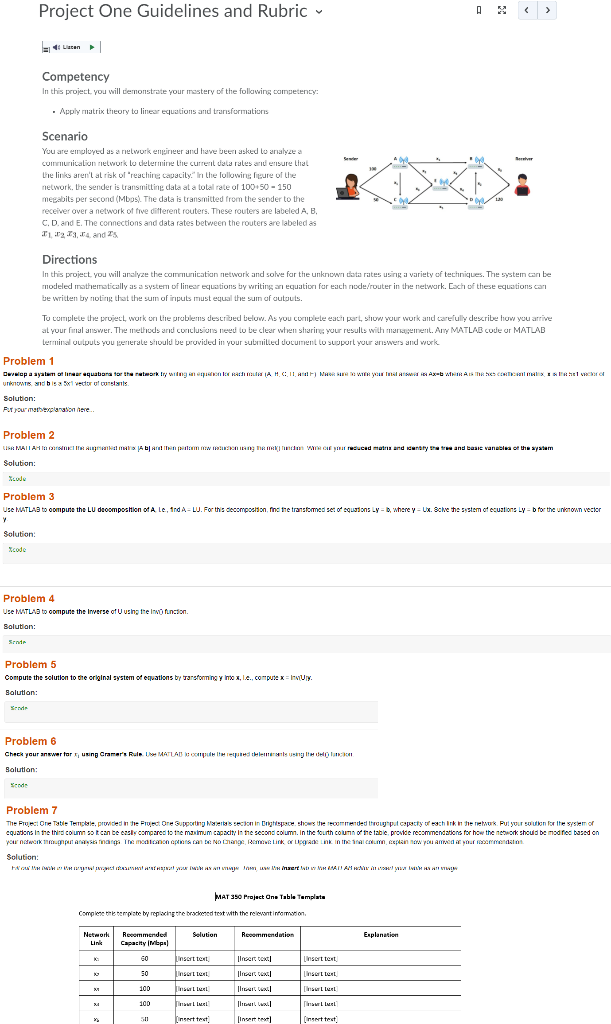 Project One Guidelines and Rubric Listen Competency | Chegg.com