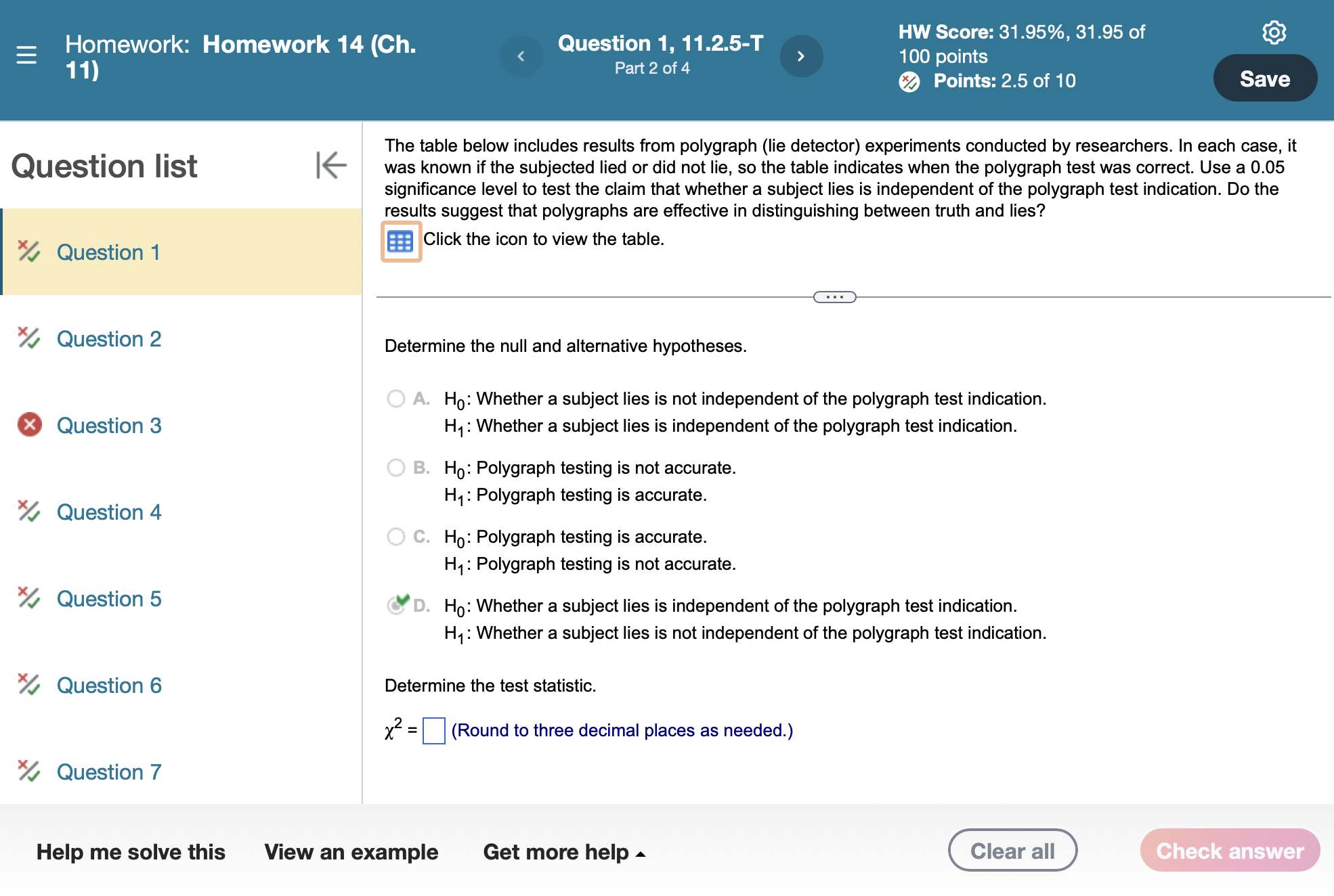 Solved The table below includes results from polygraph (lie | Chegg.com