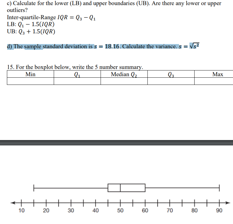 Solved c) Calculate for the lower (LB) and upper boundaries | Chegg.com