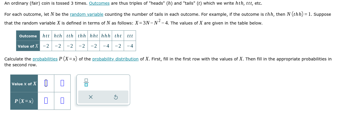 Solved An ordinary (fair) coin is tossed 3 times. Outcomes | Chegg.com