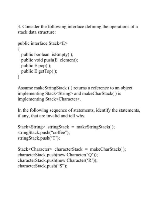 2 Stack Part 2 HW 1. Write a generic static method | Chegg.com