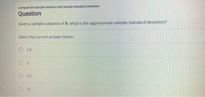 Solved Compute the Sample Variance and Sample Standard | Chegg.com