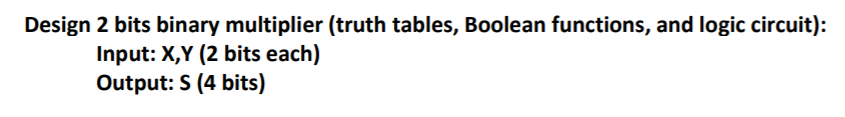 Solved Design 2 bits binary multiplier (truth tables, | Chegg.com