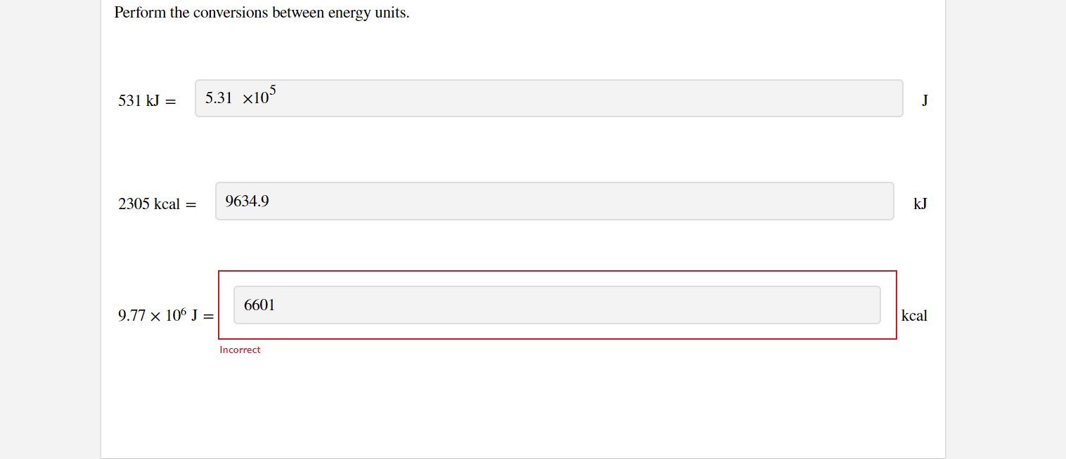 Solved Perform the conversions between energy units. 531 kJ | Chegg.com