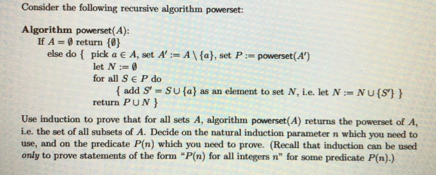 Consider The Following Recursive Algorithm Powerset 8502
