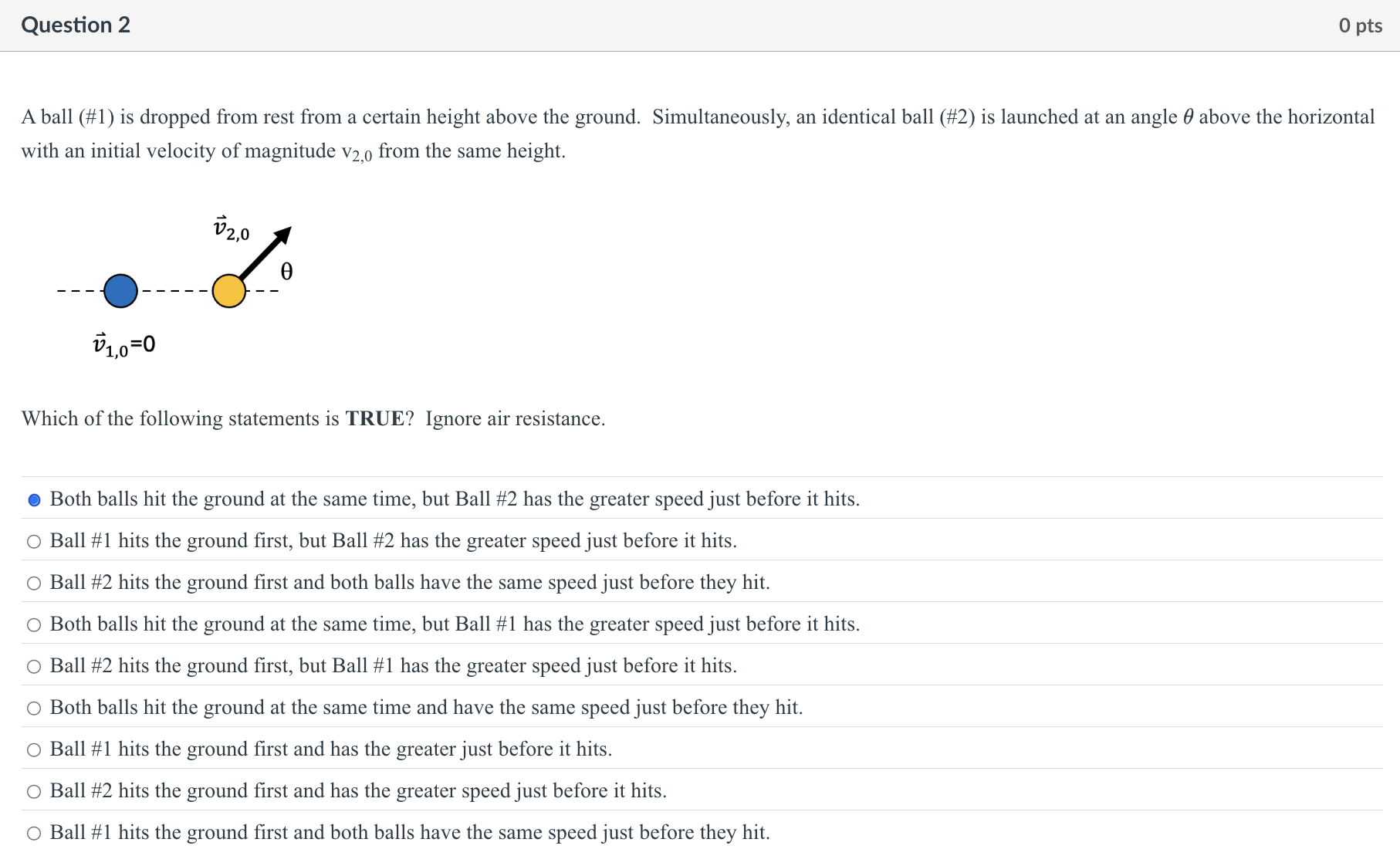 Solved Question 2A ball (#1) ﻿is dropped from rest from a | Chegg.com