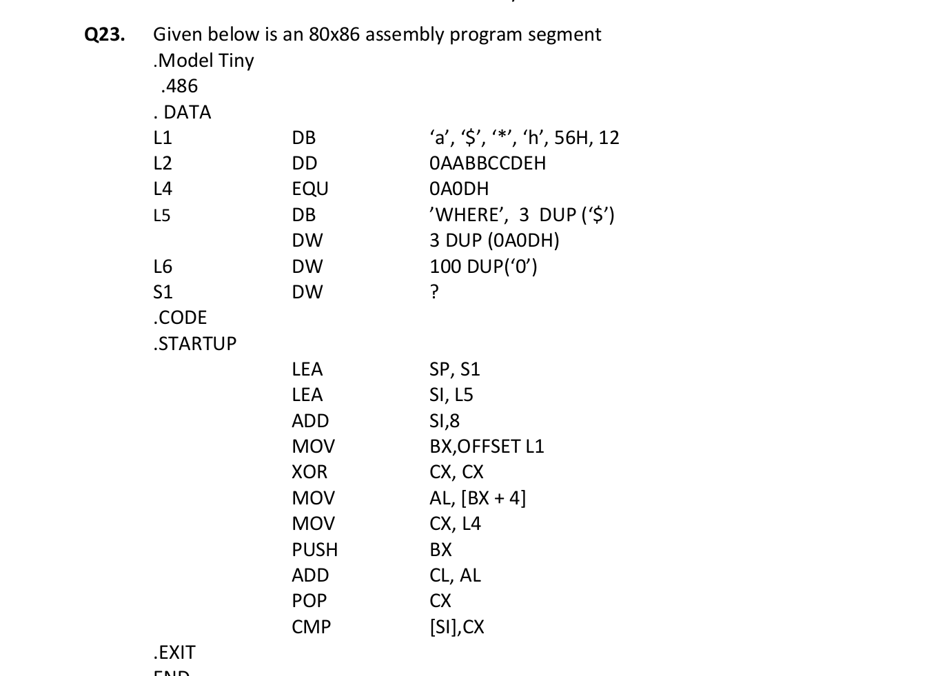 1.IWrite an ALP that will examine a set of 20 memory | Chegg.com